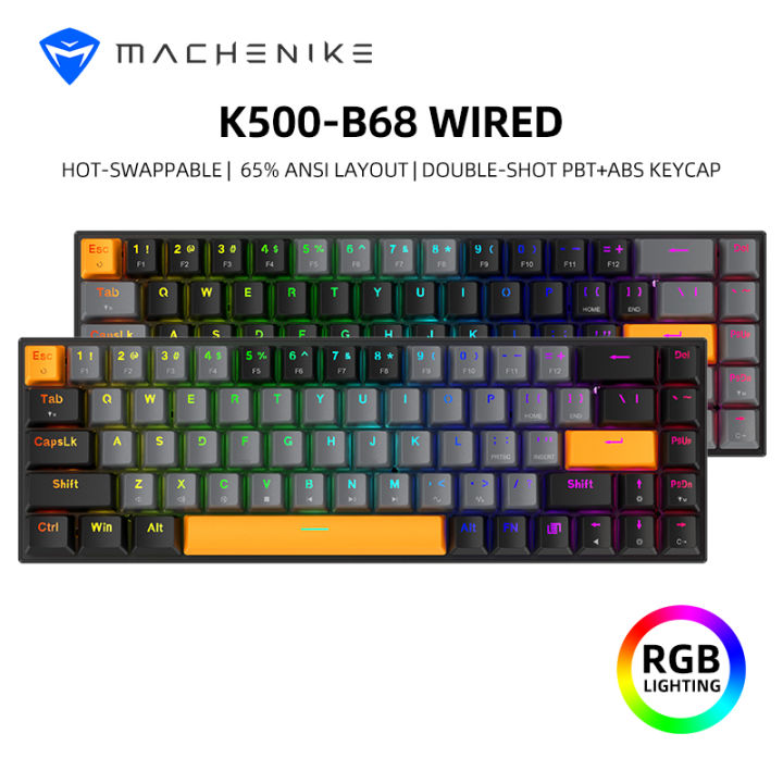 Machenike K500-B68 Bàn Phím Cơ 65% Tkl Hai giảm âm Lớp hot-swappable Bàn phím chơi game có dây ...