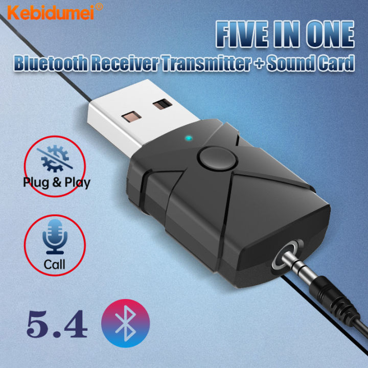 Kebidumei USB Bluetooth 5.2 Audio Adapter Wireless Receiver Transmitter ...