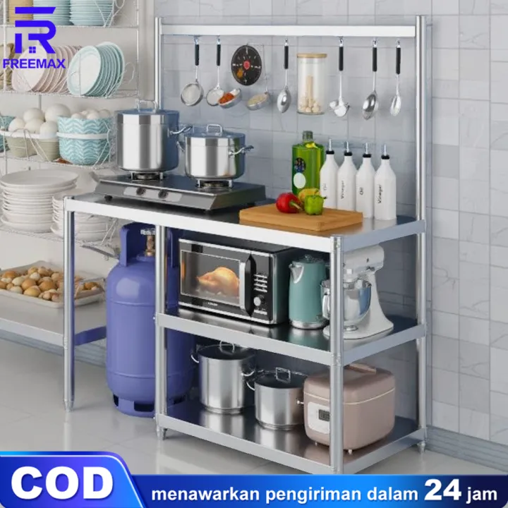 Rak Dapur Serbaguna Stainless Steel Meja Kompor Stainless Steel Rak ...