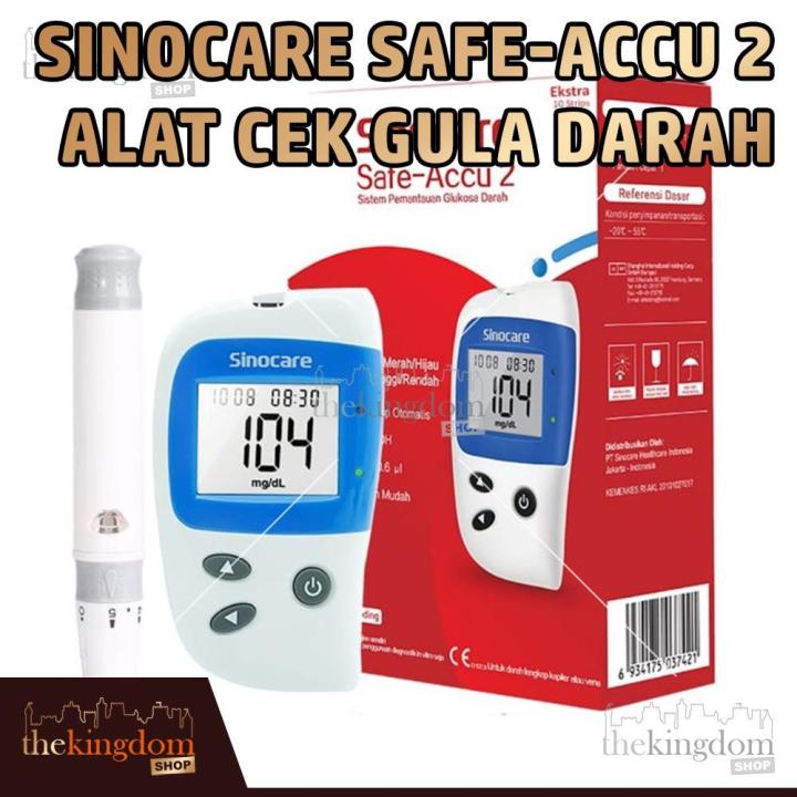 Sinocare Safe-Accu 2 Alat Cek Gula Darah Glucose Test Glukosa Tes ...