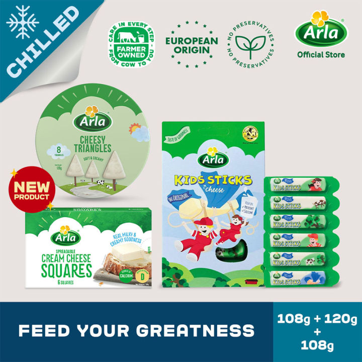 Arla Snack Bundle: Arla Kid Sticks 108g, Arla Cheesy Triangles 120g ...