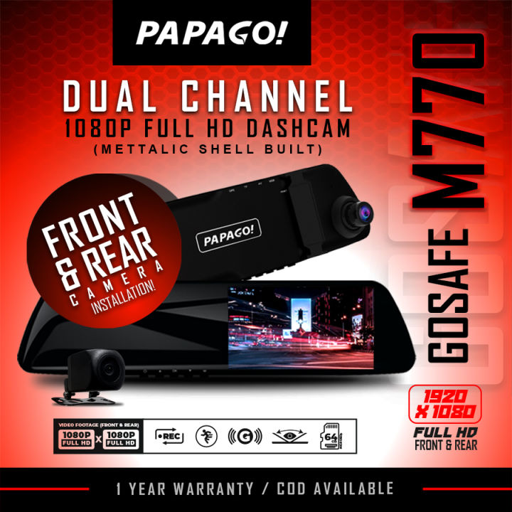 PAPAGO M770 - DUAL CHANNEL 1080P FULL-HD DASHCAM | Lazada PH