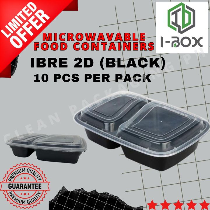 [10 PCS] IBOX 2 DIVISION WITH LID BLACK RECTANGULAR SERIES RE 2D FOOD ...