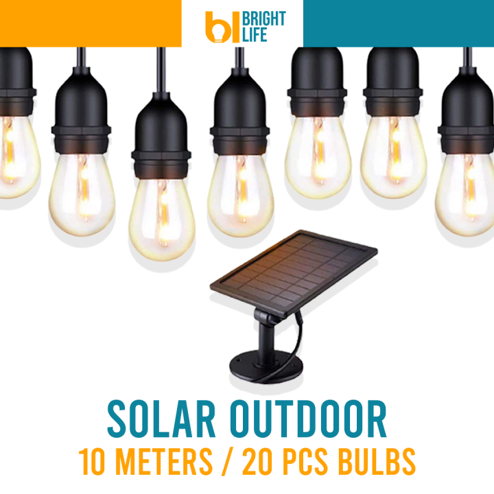 BRIGHTLIFE Edison Bulb Solar Power String Lights 42 Ft 20 Bulbs Garden ...