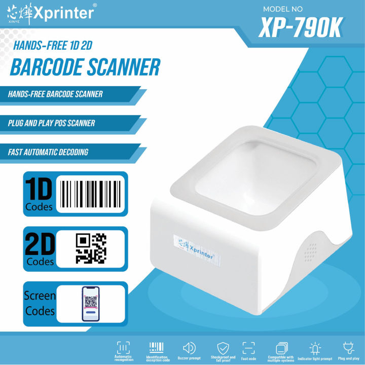 Xprinter XP-790K 1D 2D QR Code Desktop Barcode Platform Scanner CMOS ...