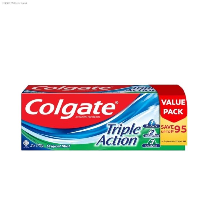 COLGATE Triple Action Anti-Cavity Family Toothpaste 175g Twin Pack ...
