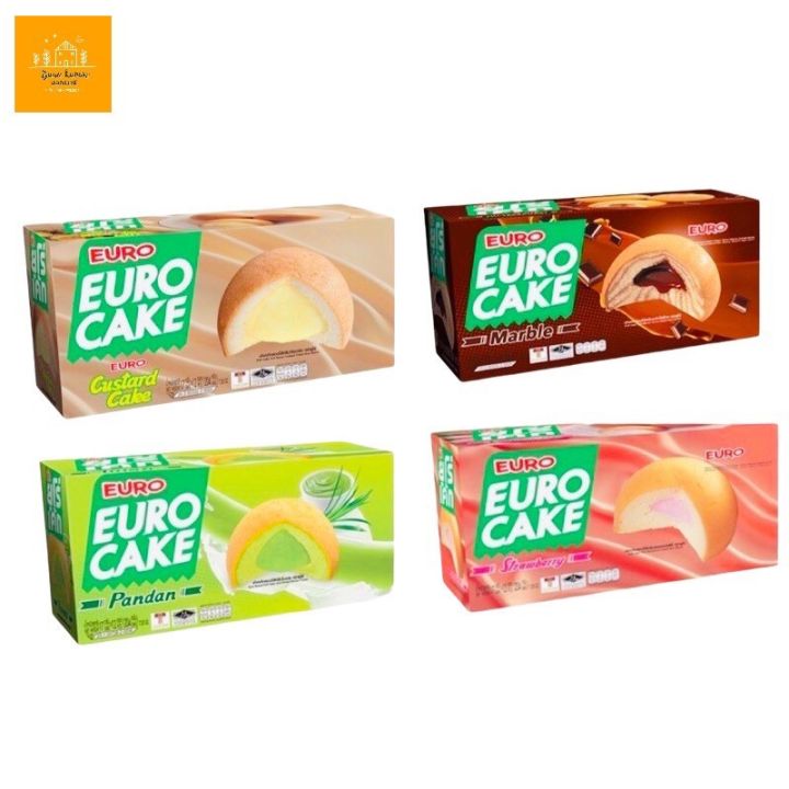 Euro Cake ยูโร่ พัฟเค้กสอดไส้ครีมคัสตาร์ด 17กรัม x 12ซอง เค้ก | Lazada ...