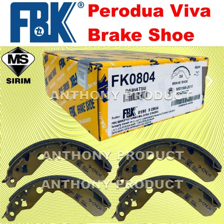 FBK Perodua Viva Rear Brake Shoe | Lazada