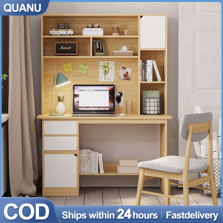 QUANU-120CM Computer Study Table With Book Shelf Meja belajar Table ...