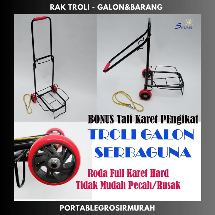 Rak Troli Rak Dorong Troli Barang Free Tali Bisa Dilipat Beban 40 kg ...