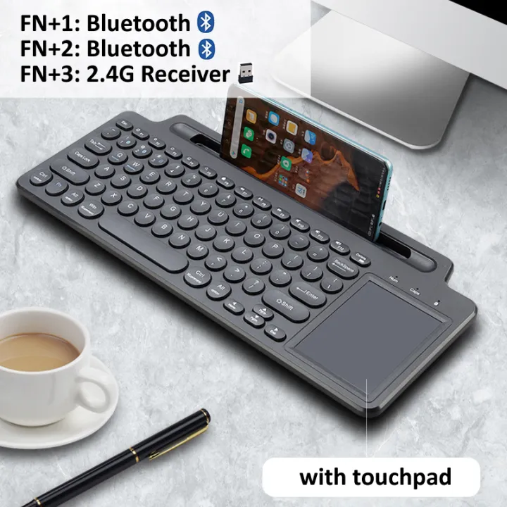 2.4G Wireless Bluetooth Keyboard with Number Touchpad Mouse Card Slot ...