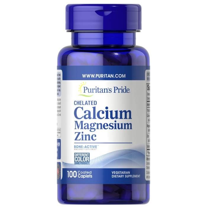Puritan's Pride Chelated Calcium Magnesium Zinc Caplets, 100 Caplets ...