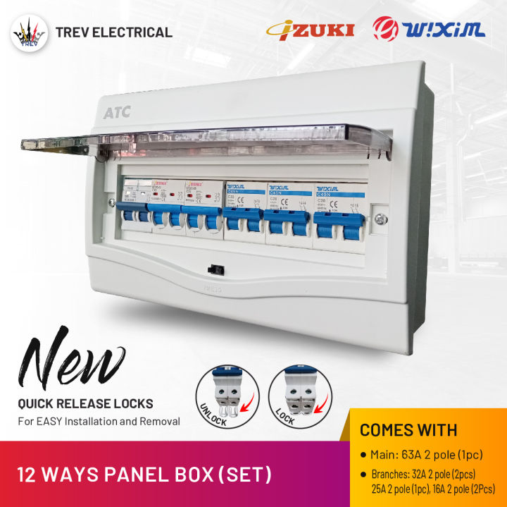 Mezeen Distribution Panel Box Flush Type 12ways w/ Circuit Breaker (SET ...