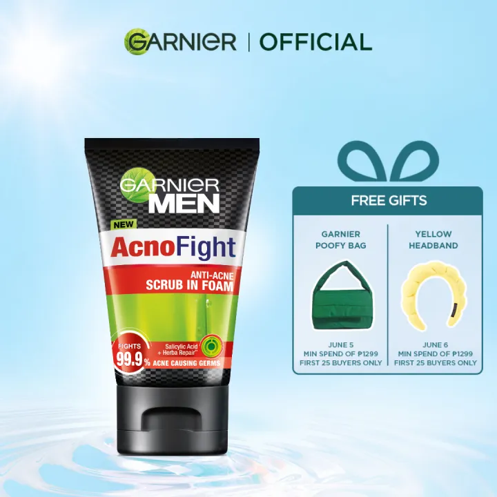 NEW Garnier Men AcnoFight Anti-Acne Scrub in Foam Cleanser 50ml | Lazada PH