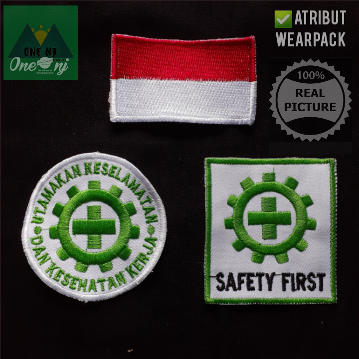Bordir Logo K3 / Safety First / Bendera Merah Putih / Emblem Wearpack ...