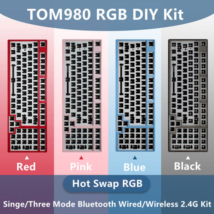 TOM980 Hot Swap/Sodering Mechanical Keyboard Kit 98 Layout 3 Mode 2.4G ...