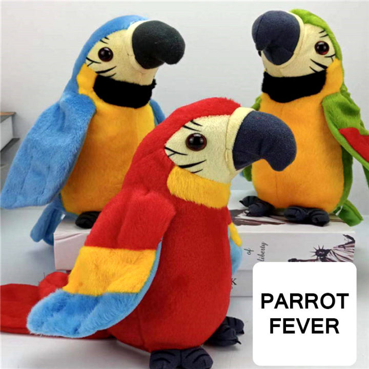 Electric Talking Parrot Plush Toy Cute Speaking Record Repeats Waving ...