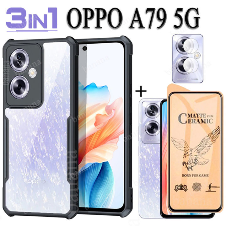 เคสโทรศัพท์แบบใสสำหรับ OPPO A79 5G A38 A58 A98 A78 A18เซรามิกเคลือบด้านปกป้องหน้าจอเต็มแบบ3 In 1 ...