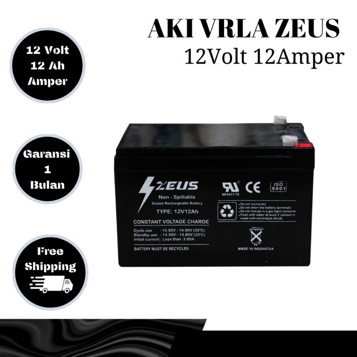 Aki Sepeda Listrik 12v 12ah MF kering VRLA Zeus Battery | Lazada Indonesia