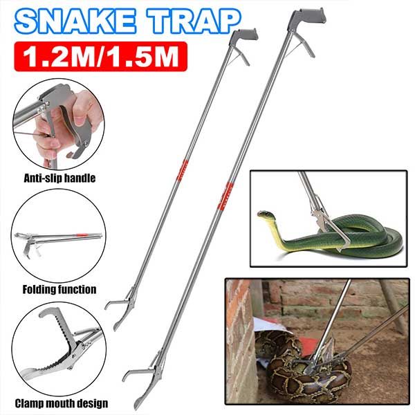 150cm Snake Stick Catcher Stainless Steel Snake Tongs Clamp Long Handle ...
