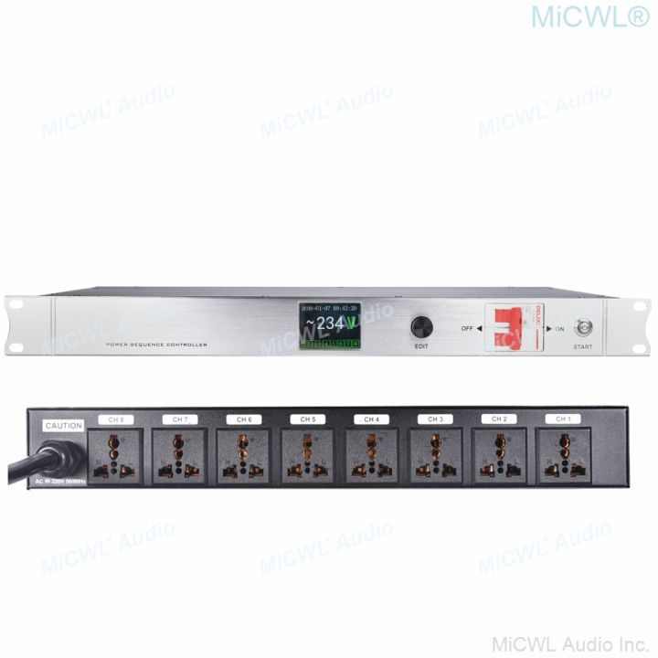 MiCWL 8 Channel LCD Power Sequence Controller 1U Rack Mount 30A 6000W Conditioner Surge ...
