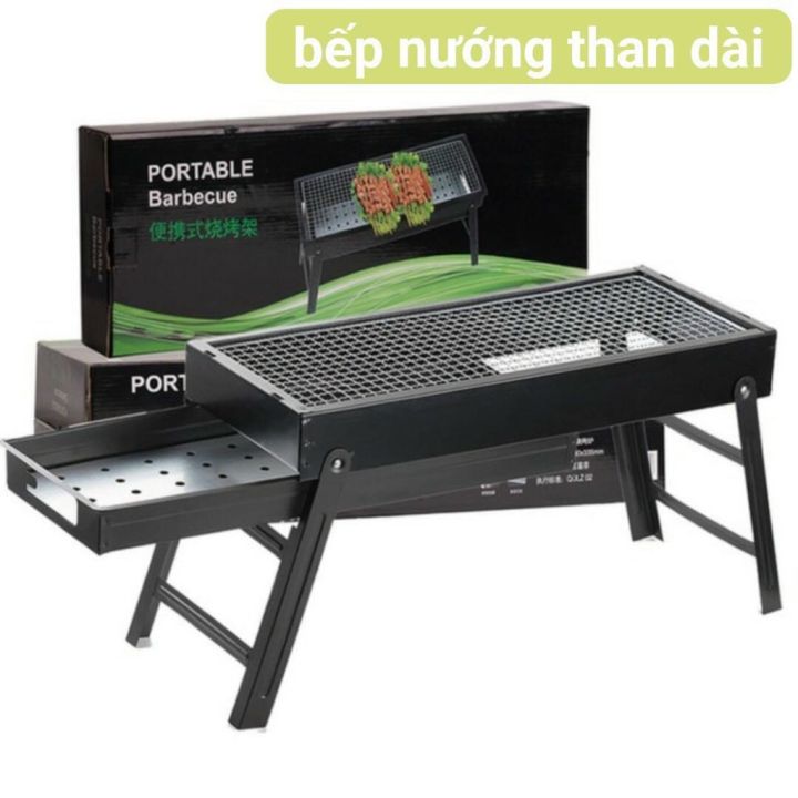 Bếp nướng than BBQ dài có vỉ nướng size lớn 60x23x32cm xếp gọn được ...