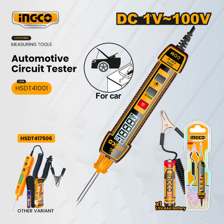 Ingco 1-100V Digital Automotive Circuit Tester 2700mm Car Electrical ...