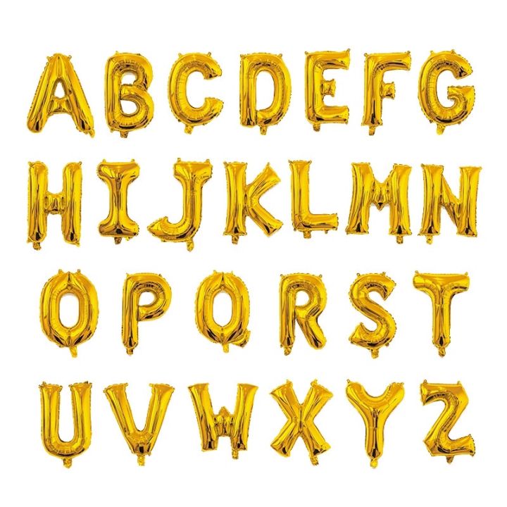 16 Inch A-Z Alphabet Letters Number Foil Gold Color Party Birthday ...