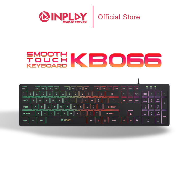 Inplay 104 Key RGB Membrane Keyboard Rainbow Light Touch Silent ...