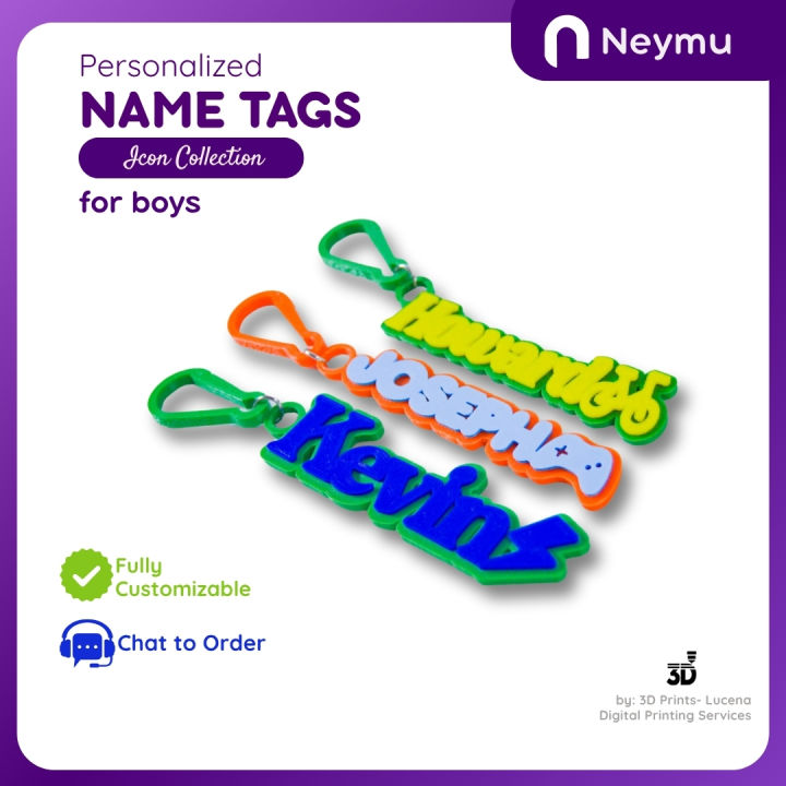 Neymu Personalized 3D Name Tags – Icon Collection for Boys | Custom Bag ...