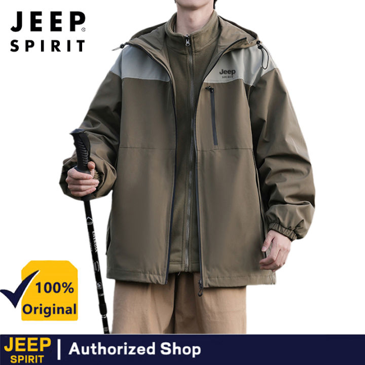 Jeep Spirit Áo Gió 3 trong 1 Nam Quần Áo leo núi nam áo khoác có mũ dã ...