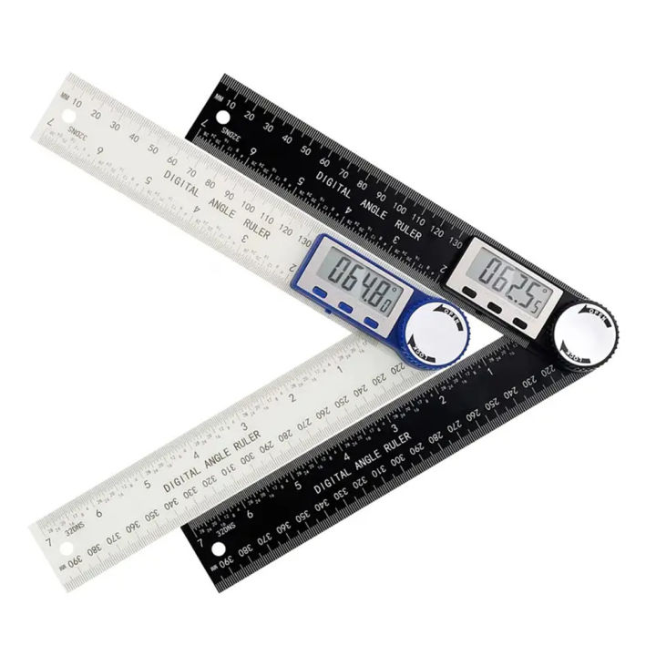 2-In-1 Stainless Steel Electronic Goniometer Digital Angle Finder Meter Folding Angle Ruler LED ...