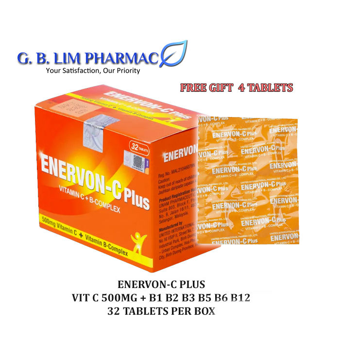 ENERVON C One-a-day Vitamin B Complex with 500mg Vitamin C 32 TABLETS ...