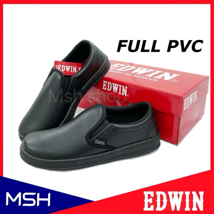 KASUT HITAM / Original EDWIN School black shoe / kasut sekolah FULL PVC ...
