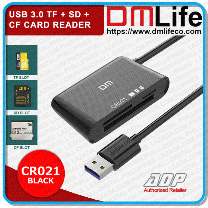 DM Life USB 3.0 To 3 In 1 Card Reader CR021 (Black) [ dmlife ] | Lazada PH