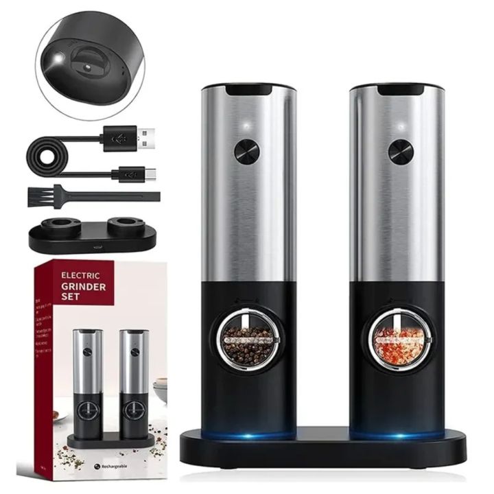 USB Rechargeable Electric Salt Pepper Grinder With Adjustable Roughness ...