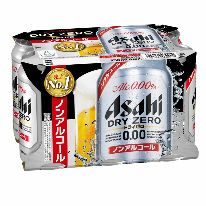 Asahi [Non-alcoholic beer] Zero Calorie, Zero Sugar Free Non-alcoholic Beer 350ml x 6 cans ...