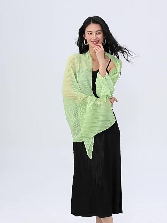 High-end Simple Chiffon Pleated Scarf Comfortable Soft Shawl Sun ...
