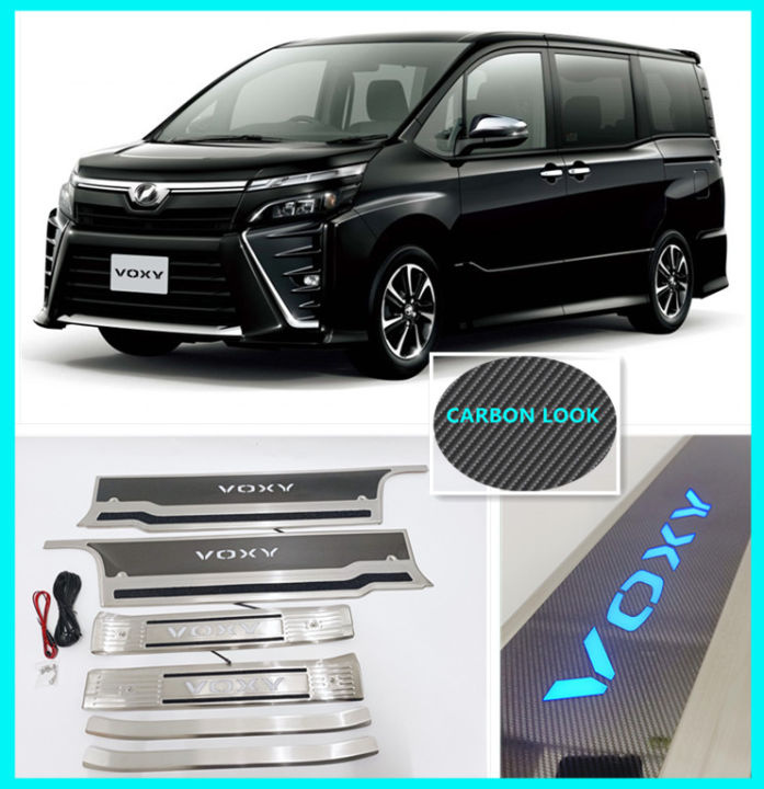 TOYOTA VOXY R80 2015-2021 INTERIOR SIDE SILL PLATE WITH LED BLUE 6 PCS ...
