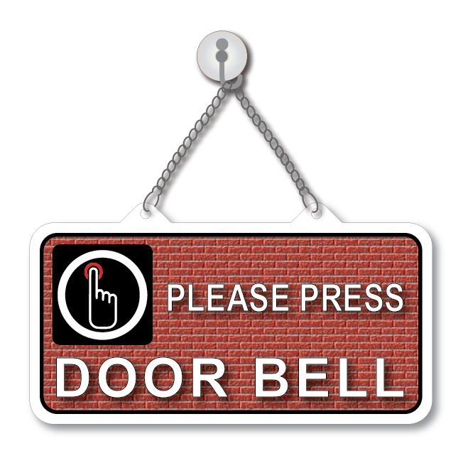 PLEASE PRESS DOOR BELL PP SIGN BOARD WITH CHAIN AND SUCTION CUP ...