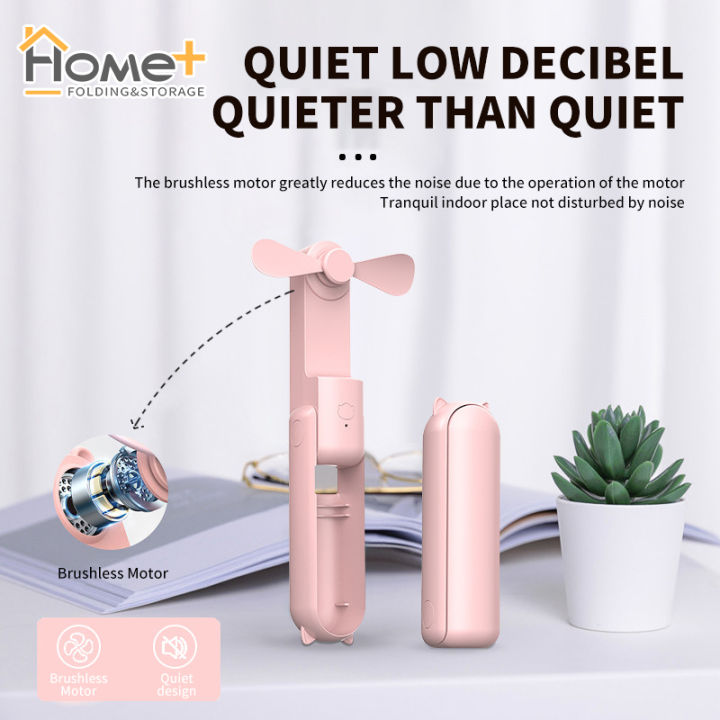 (HOME+) Mini kitten folding fan multi-function charging treasure small ...