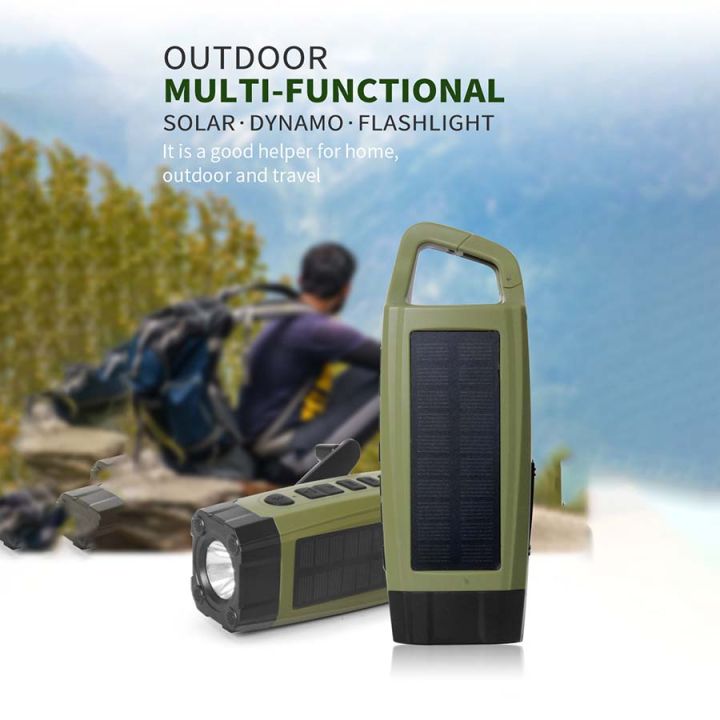 Outdoor multifunctional solar powered flashlight LED flashlight AM/FM ...