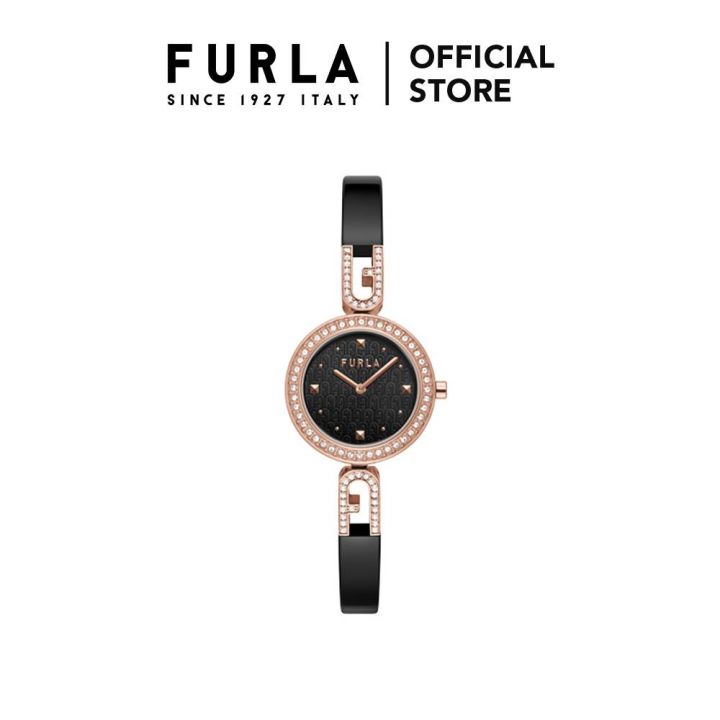 FURLA Bangle Rose Gold Tone Case Black Dial Watch | Lazada