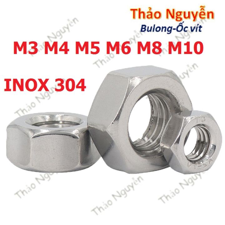 Đai Ốc, Tán Dẹp, Tán Ecu Inox 304 Dùng Cho Bulong M3, M4, M5, M6, M8, M10, M12 Loại Tốt 10con ...