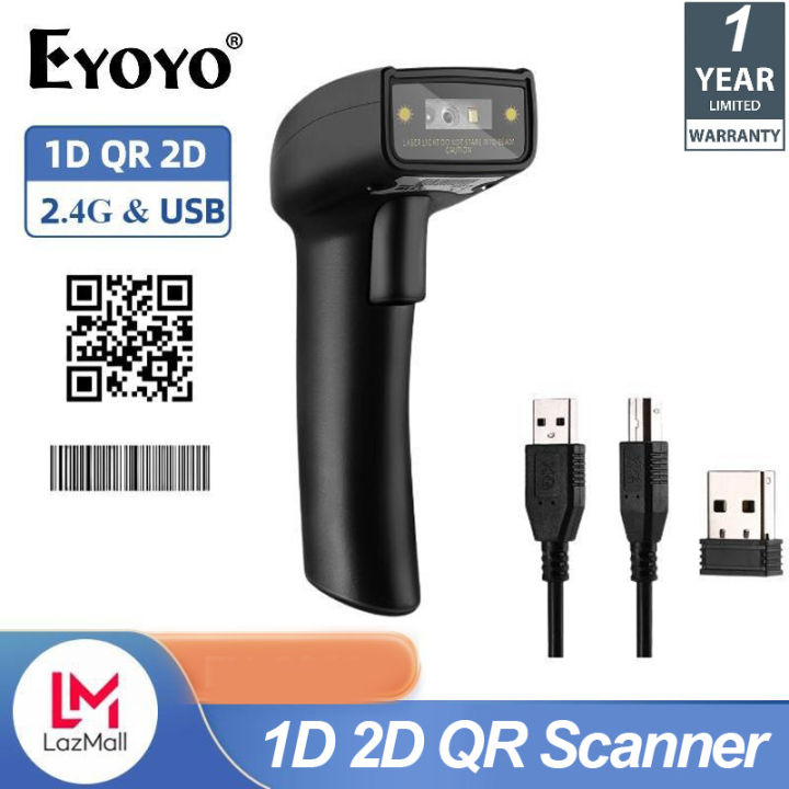 Eyoyo Handheld 3in1 2.4G Wireless USB Wired 1D 2D QR Barcode Scanner ...