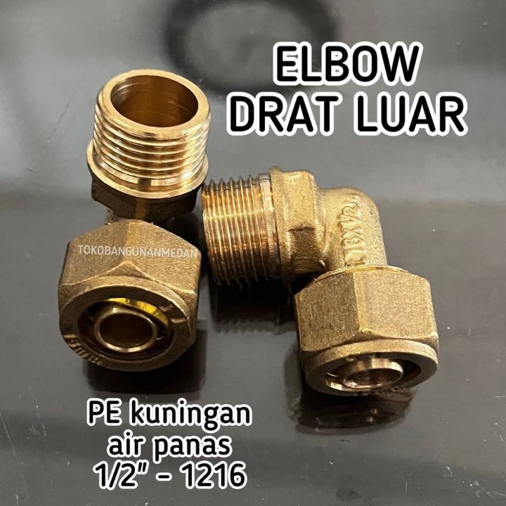 Sambungan Fitting Air Panas - Elbow Drat Luar Kuningan 1/2 inch PE 1216 ...