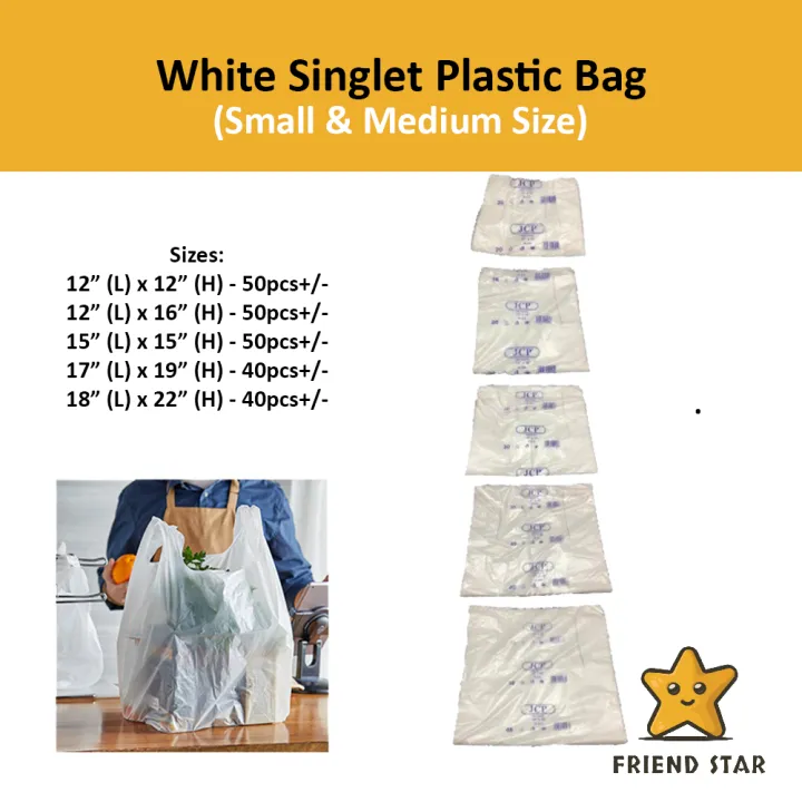 Beg Plastik Putih / White T-Shirt Singlet Plastic Bag [Small & Medium ...