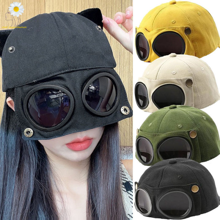 Unisex Aviator Hats Summer Outdoor Sunglasses Hat Cat Ears Glasses ...