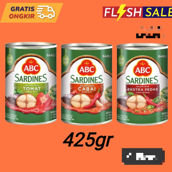 Sarden ABC ikan Besar 425gr 300gr dan 155gr Ikan Kaleng Dalam Kemasan ...