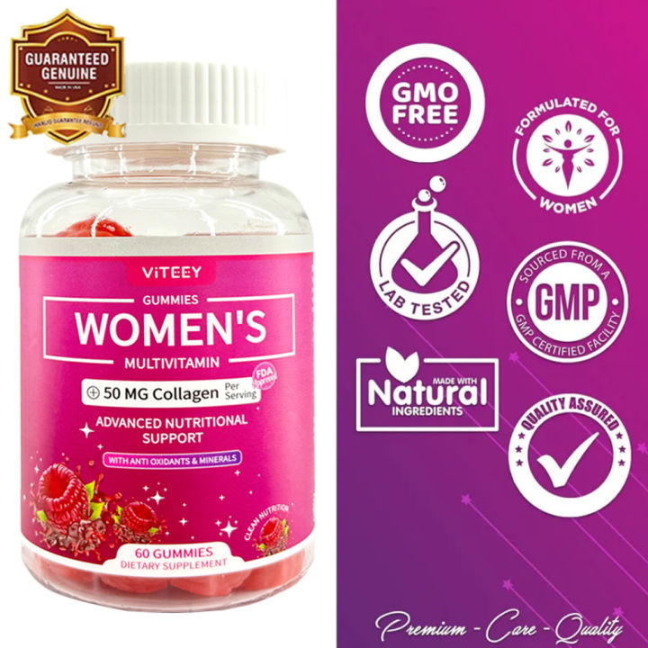 Viteey Women's Multivitamins 60 Gummies With 50MG Collagen Skin ...